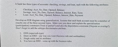 Solved A Bank Has Three Types Of Accounts Checking