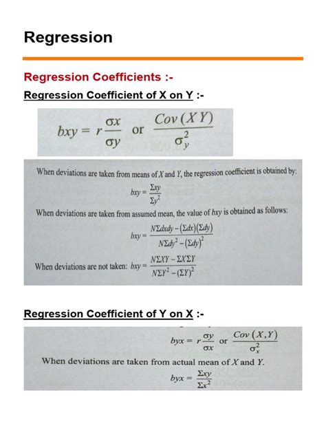regression all formulas for every condition pdf