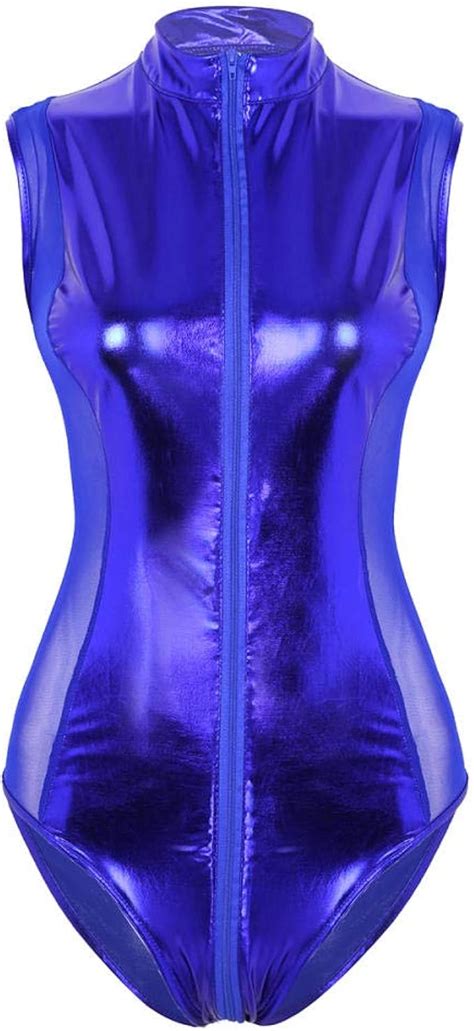 Ropa Erótica Para Mujer Lencería De Látex Metálico Brillante Para Mujer