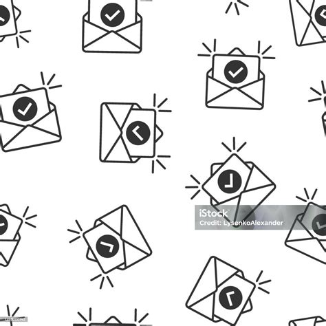 평면 스타일로 확인된 문서 아이콘이 있는 봉투입니다 흰색 격리된 배경에서 벡터 그림을 확인합니다 원활한 패턴 비즈니스 개념을 받을 수 있습니다 검증에 대한 스톡 벡터 아트