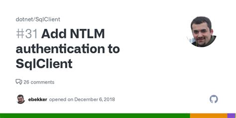 Add Ntlm Authentication To Sqlclient · Issue 31 · Dotnetsqlclient · Github