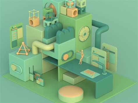 C4D 镜中花落水中月 站酷ZCOOL