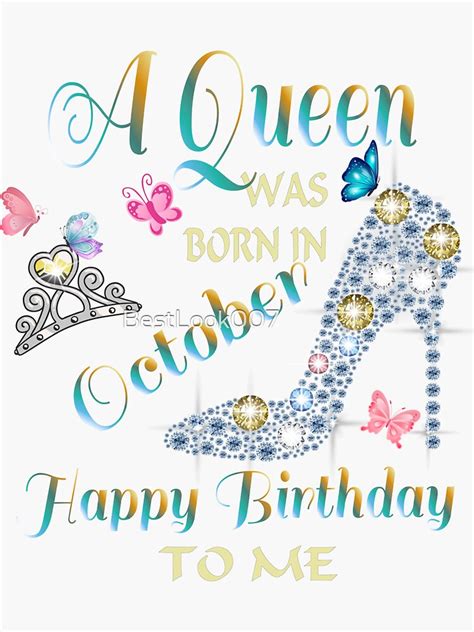Womens This Queen Was Born In October Happy Birthday To Me Sticker