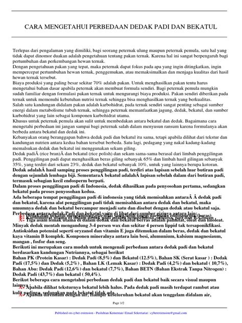 Perbedaan Dedak Dan Bekatul Pdf