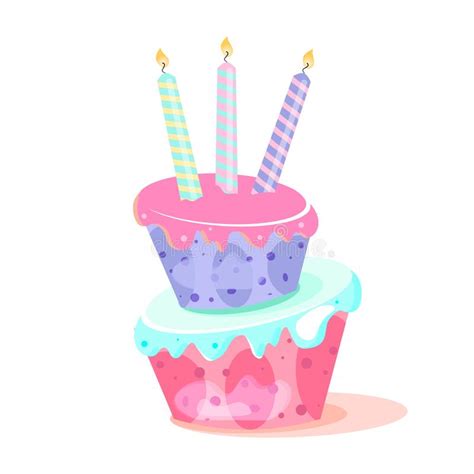 Birthday Cake With Candles Birthday Party Elements Stock Vector