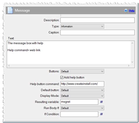 Message Command In The CreateInstall Installer