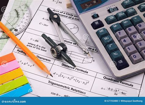 Mathematics Equations Close Up Solving Mathematical Problem Stock