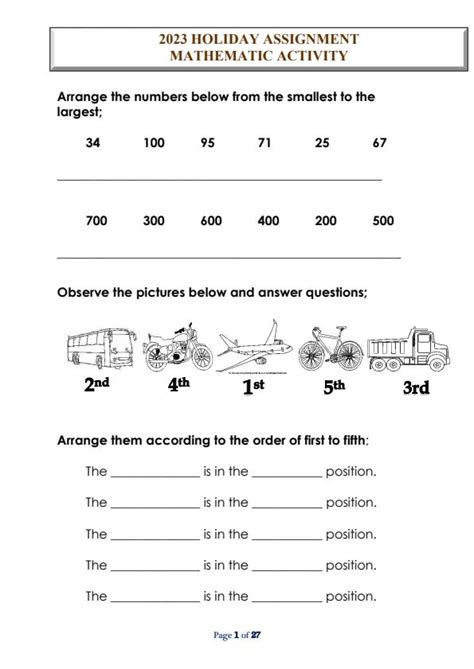 Grade 3 December Holiday Assignments 2023 Set 1 15176