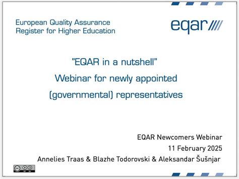 Eqar Newcomers Webinar Eqar Eqar European Quality Assurance Register