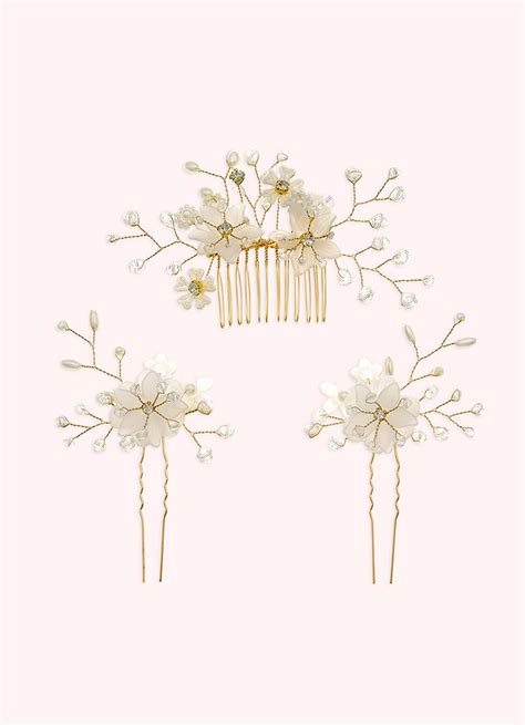 Golden Floral Pearl Hair Comb Headpieces Azazie