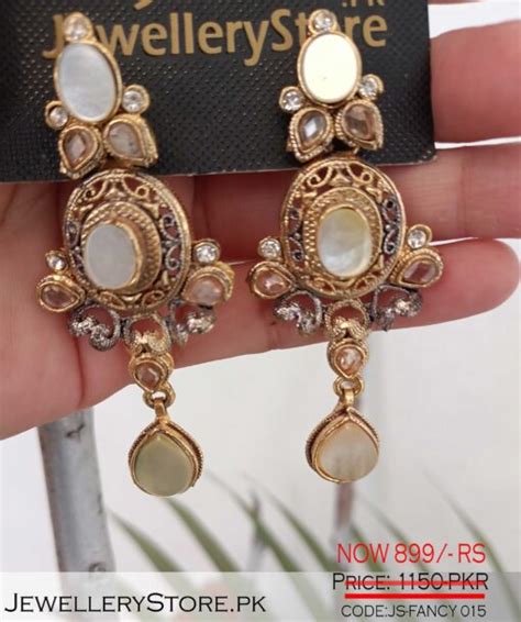 Gold Plated Stone Earrings J S Jewellery Store PK