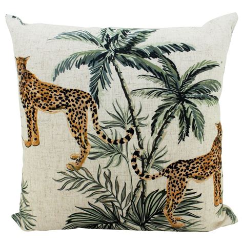 Cheetah Duo Linen Cushion 50x50cm Tropical Cushion Linen Cushion