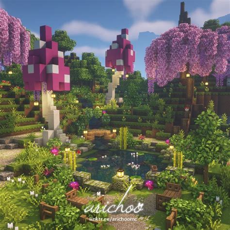 Wisteria Mushroom Village Minecraft Fairycore Minecraft Houses