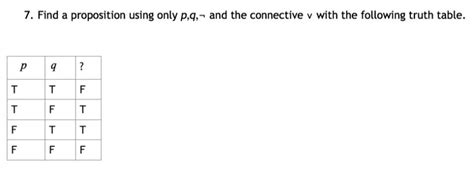 Solved 7 Find A Proposition Using Only P Q ¬ And The