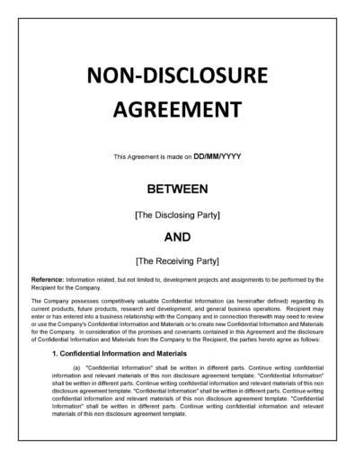 44 Non Disclosure Agreement Templates [nda Forms]