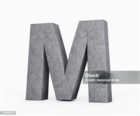 3d 콘크리트 대문자 M 알파벳 M 회색 콘크리트 돌 흰색 배경 3d 일러스트 레이 션으로 만든 3차원 형태에 대한 스톡 사진 및 기타 이미지 Istock
