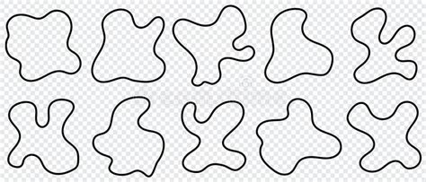 Abstract Linear Liquid Shape Set Abstract Black Shapes Liquid Shape