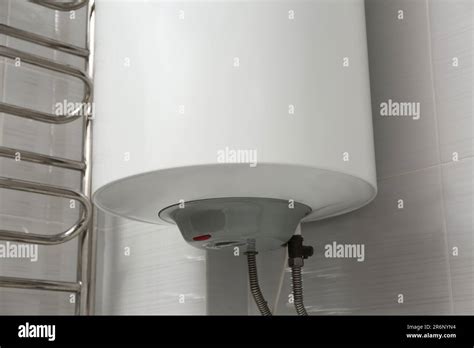 White Boiler With Maximum Energy Efficiency Indicator Indoors Stock
