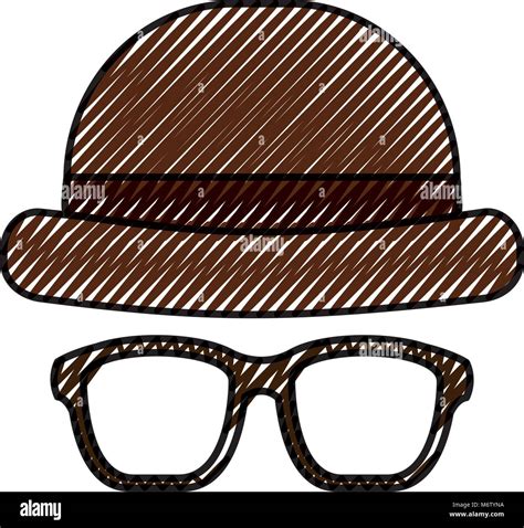 Classic Hat And Glasses Fashion Men Vector Illustration Drawing Color