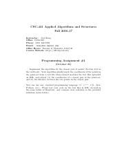 ProgrammingAssignment 231 CSC 421 Applied Algorithms And Structures