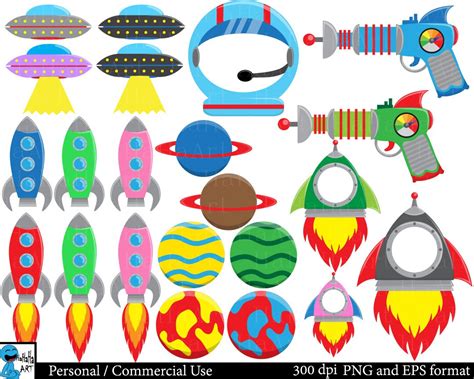 Alien Props Set 2 Set Clipart Digital Clip Art Graphics Etsy
