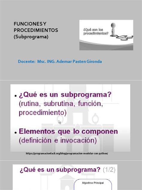 Funciones Procedimientos Def Pdf Python Lenguaje De Programación