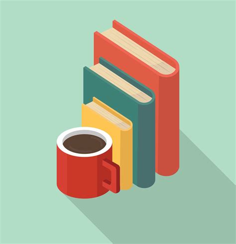 caneca de café isométrica e livros pautados Vetor no Vecteezy