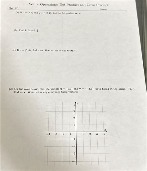 Solved Vector Operations Dot Product And Cross ProductMath Chegg