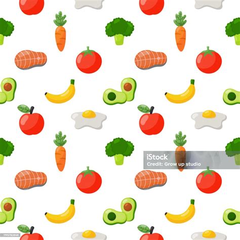흰색 배경에 격리 된 원활한 패턴 식료품 음식 아이콘 일러스트 벡터 0명에 대한 스톡 벡터 아트 및 기타 이미지 0명 거리 건강한 생활방식 Istock