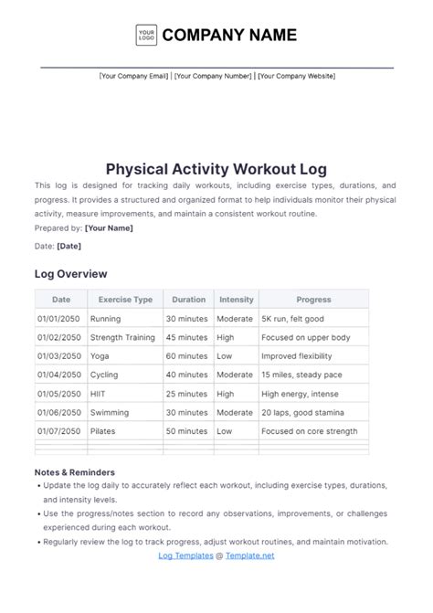 Free Physical Activity Workout Log Template To Edit Online Free Physical Activity Workout Log Template To Edit Online