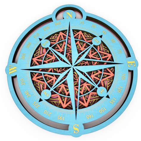 362 Wooden Multilayer Compass Home Decor Wall Decor Vector Svg