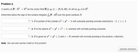 solved problem 4 1 point let f r3 r3 be the vector field