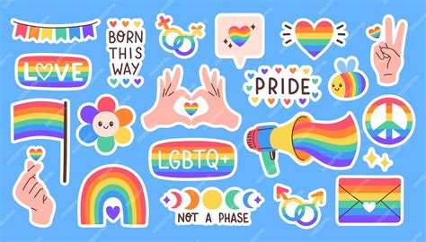 Premium Vector Lgbt Sticker Pack On Blue Background Lgbtq Set Symbol