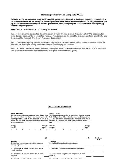 Servqual Forms Evaluation Methods Scientific Method