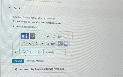 Solved Find The Distance Between The Two Positions Express