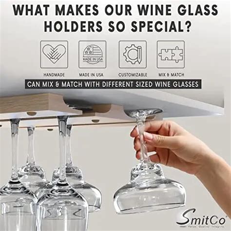 Wooden Wine Glass Holder For Under Cabinet Under Shelf Kitchen Stemw
