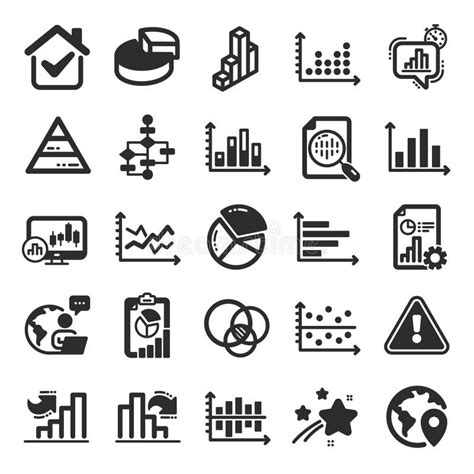 Charts And Diagrams Line Icons Set Of 3d Chart Block Diagram And Dot