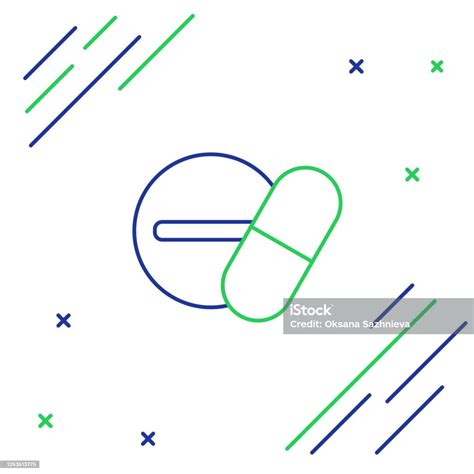 線醫學藥丸或片劑圖標隔離在白色背景膠囊藥丸和藥物標誌藥房設計五顏六色的輪廓概念向量向量圖形及更多上癮圖片 上癮 乙醯水楊酸 健保和醫療