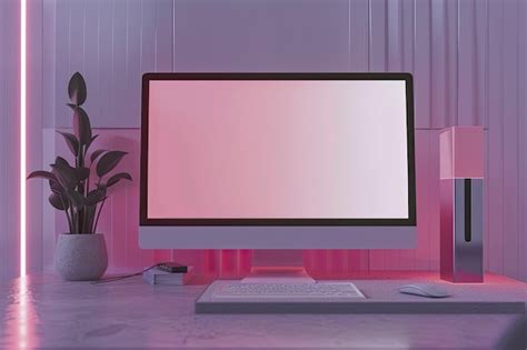 Mock Up Of Generic Computer 3d Rendering Premium AI Generated Image