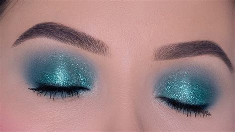 Turquoise Glitter Eye Makeup Tutorial Sparkly Eyelook Youtube
