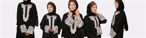 Embroidery Neckline And Sleeves Black Abaya Maxi Dress Modora Uk