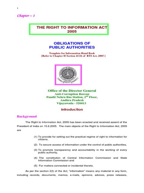 Information As Contemplated Under Section 4 1 B Of Rti Act 2005