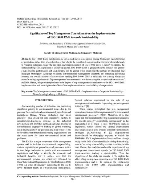 Pdf The Role Of Organizational Learning On Iso 14000 Ems