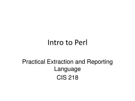 Ppt Intro To Perl Powerpoint Presentation Free Download Id5117768