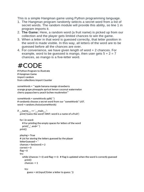 this is a simple hangman game using python programming language pdf computer programming