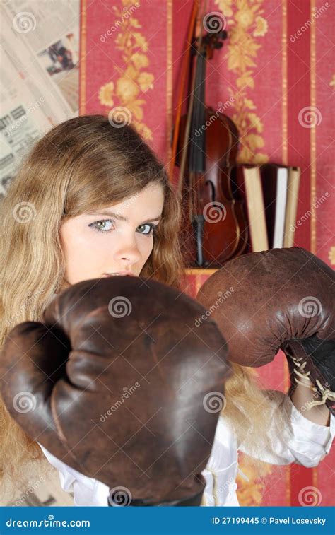 Girl With Boxing Gloves Stock Image Image Of Fitness 27199445