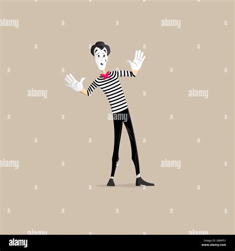 Mime Performance Called Behind Invisible Wall Drawn In Cartoon Style