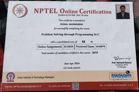 Kunal Nagwanshi On Linkedin Nptel Programminginc Continuouslearning Problemsolving Techskills