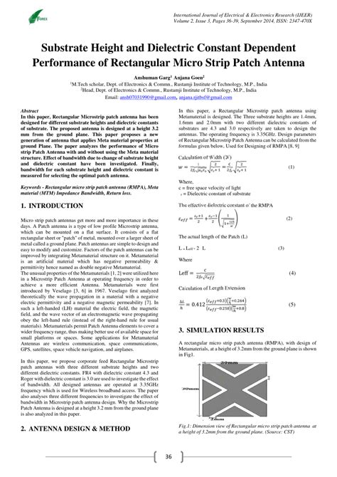Pdf Substrate Height And Dielectric Constant Dependent Performance Of