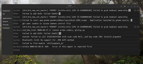 fixing errors on logs system configuration and management nvidia